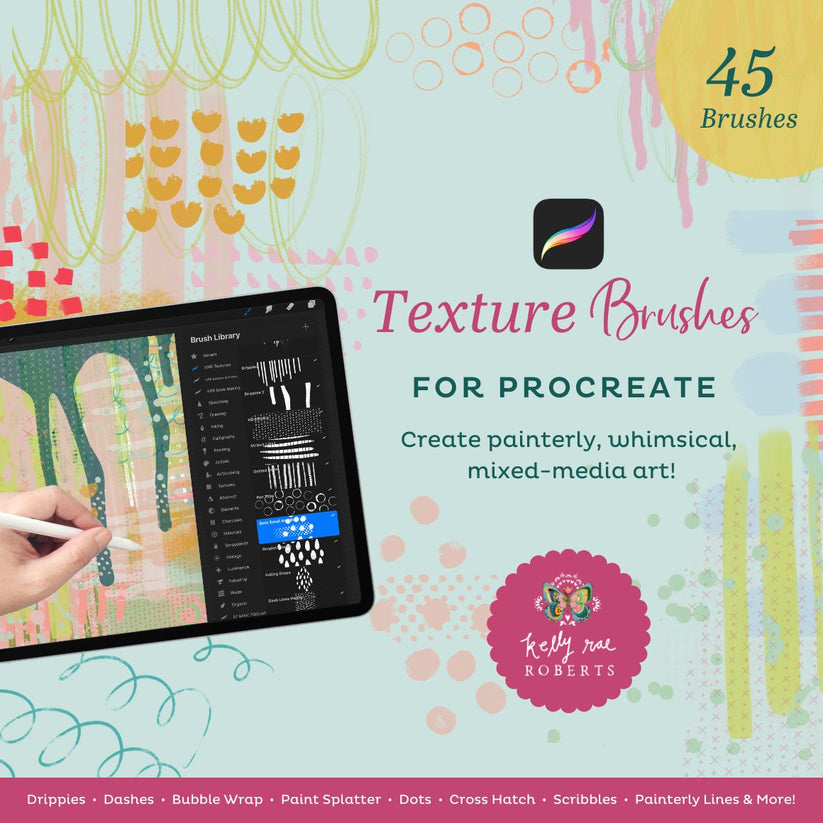 Texture Procreate Brushes for Mixed Media Artists - Kelly Rae Roberts