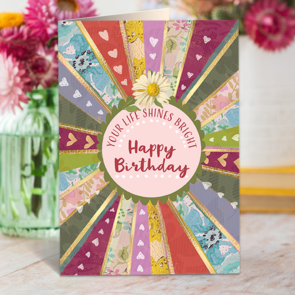 Shines Bright Birthday Card | Gold Foil Card by Kelly Rae Roberts