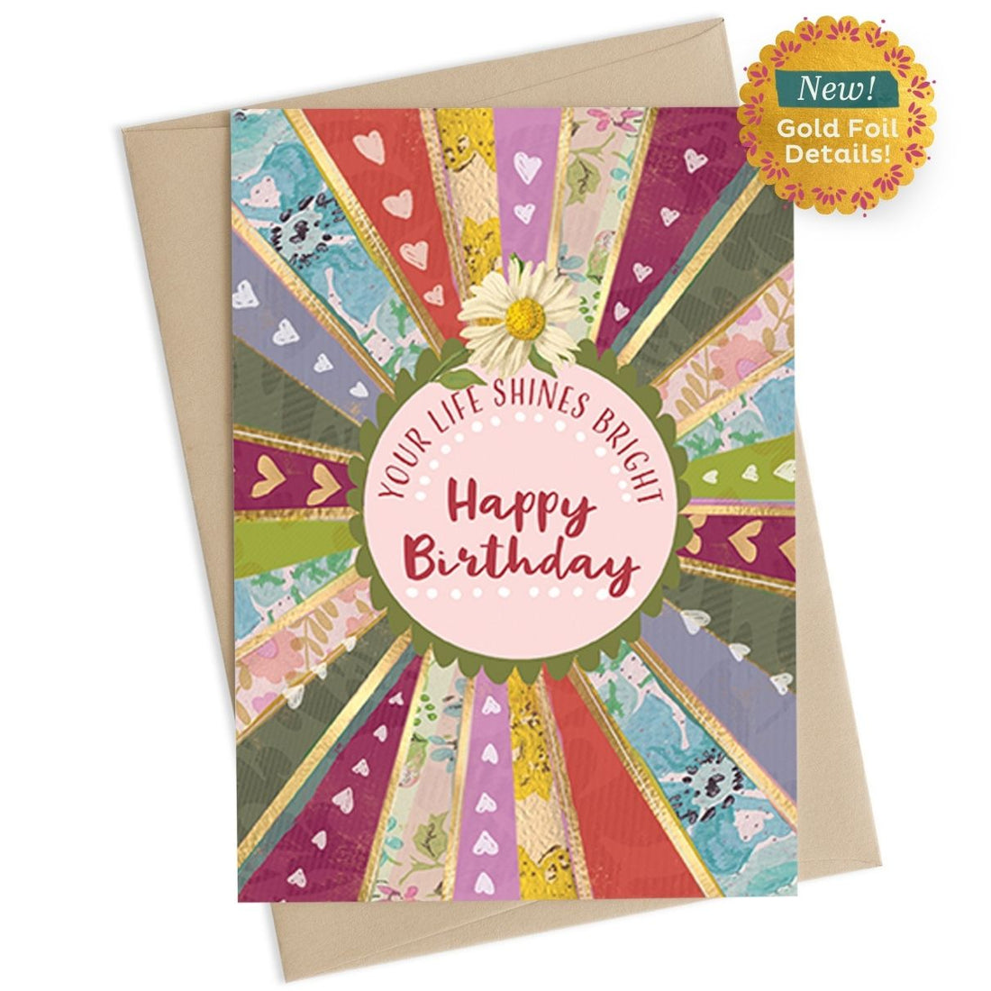 Shines Bright Birthday Card | Gold Foil Card by Kelly Rae Roberts
